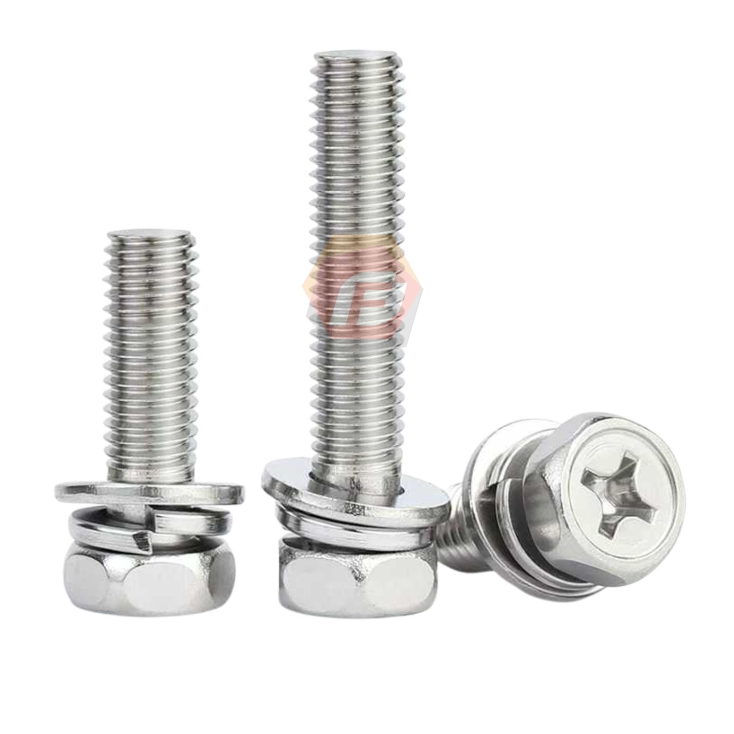 304 Hex Head Phillips Screws With Flat Washer and Spring Washer ...
